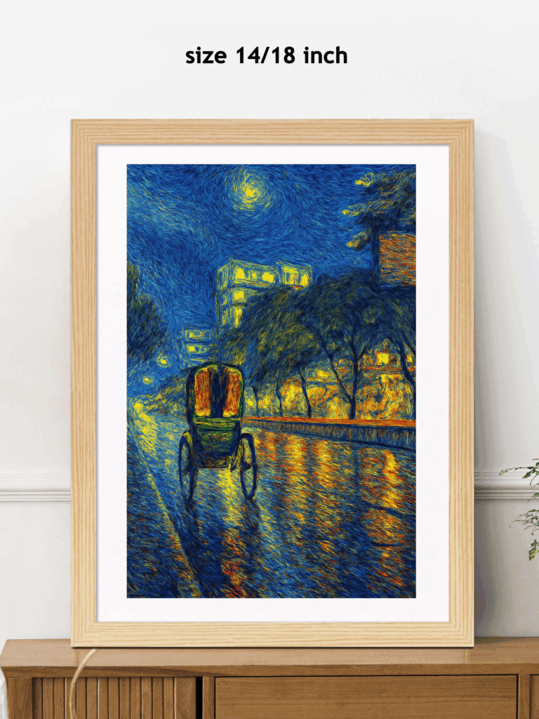 Midnight Dhaka Rickshaw Digital Painting - beautifulsouvenirs.com